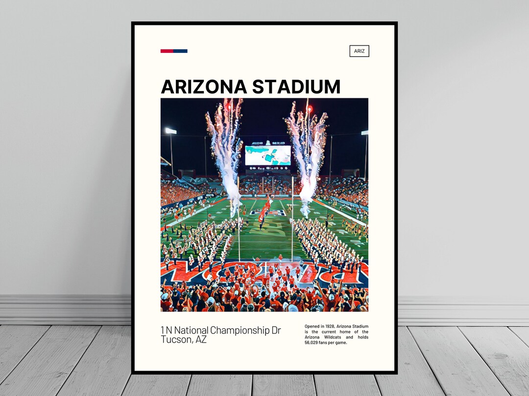 Arizona Stadium Print Arizona Wildcats Poster NCAA Art NCAA Stadium ...