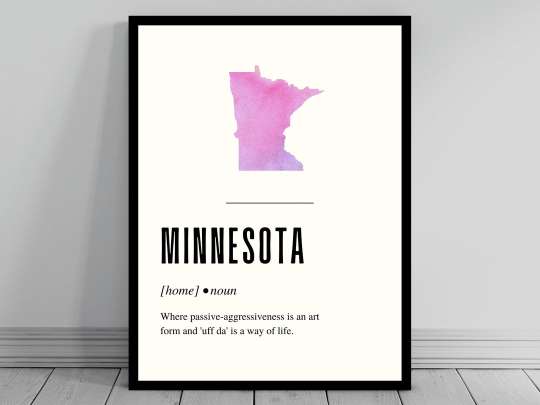 Funny Minnesota Definition Print Minnesota Poster Minimalist State Map ...