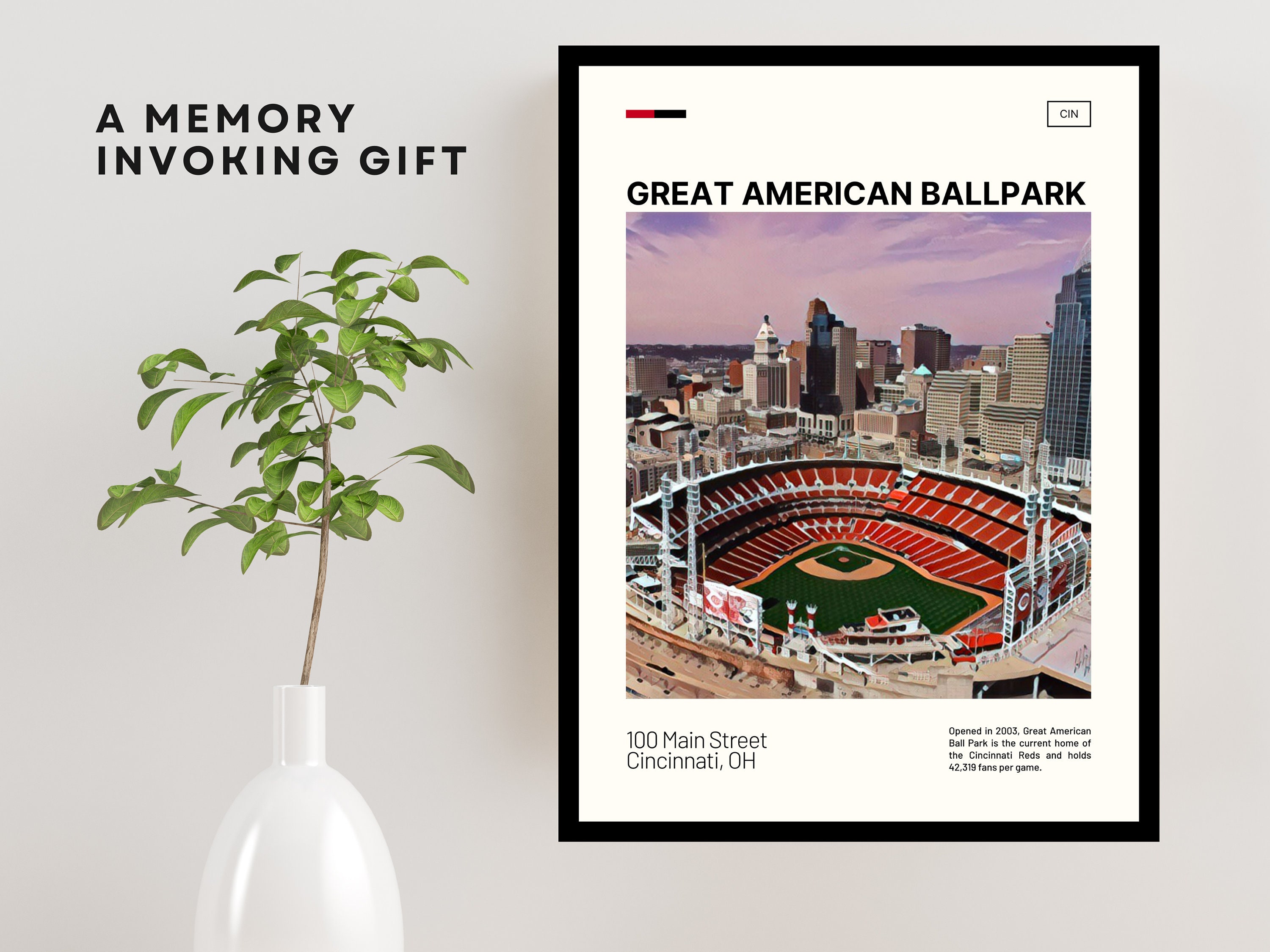 Great American Ball Park Print | Cincinnati Reds Poster | Ballpark Art ...