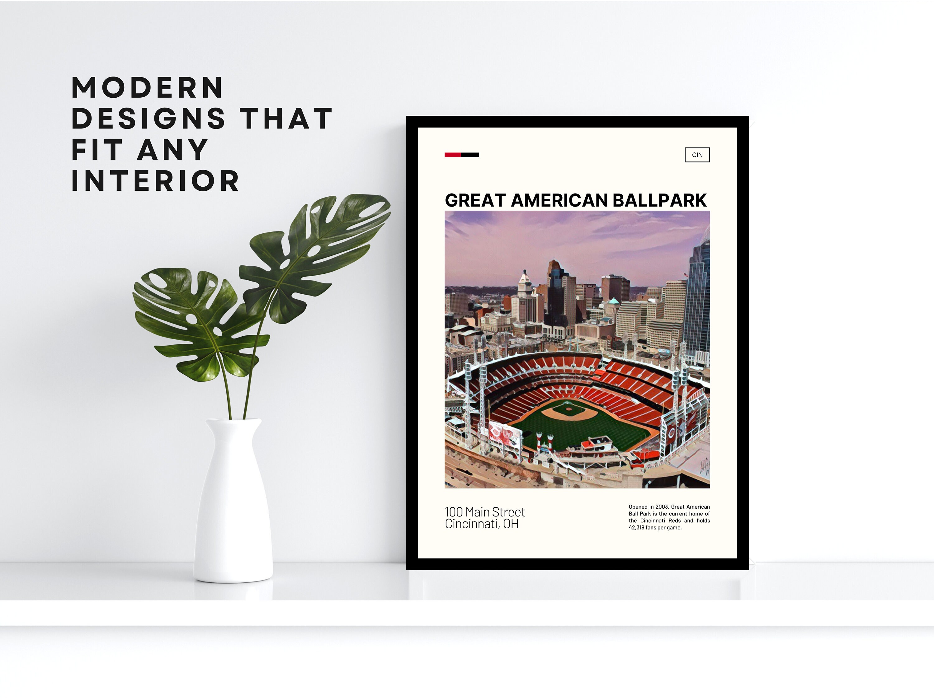 Great American Ball Park Print | Cincinnati Reds Poster | Ballpark Art ...