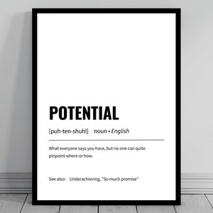 Potential Definition Print Minimalist Office Art Funny - Etsy