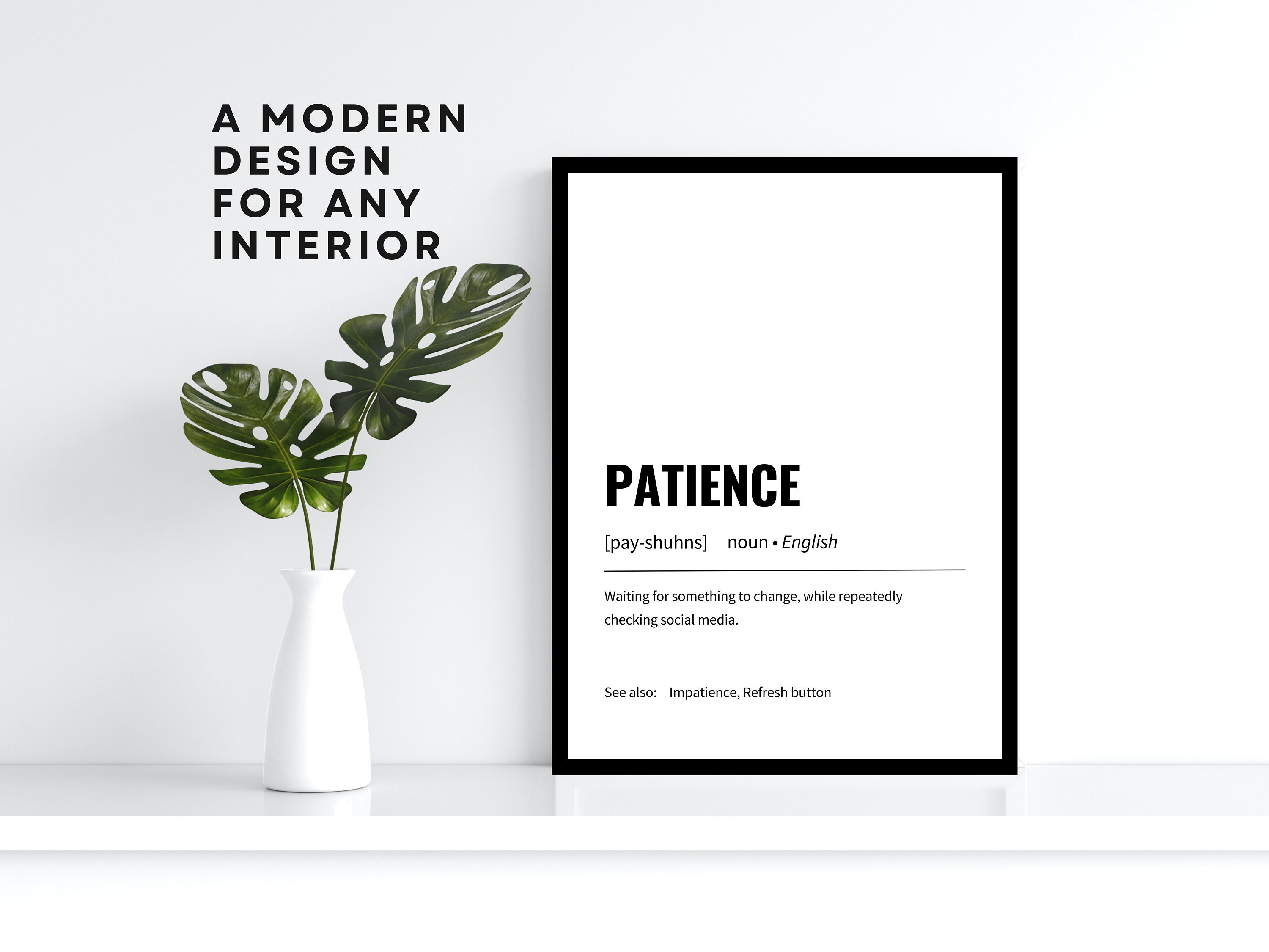 Patience Definition Print Minimalist Office Art Funny - Etsy
