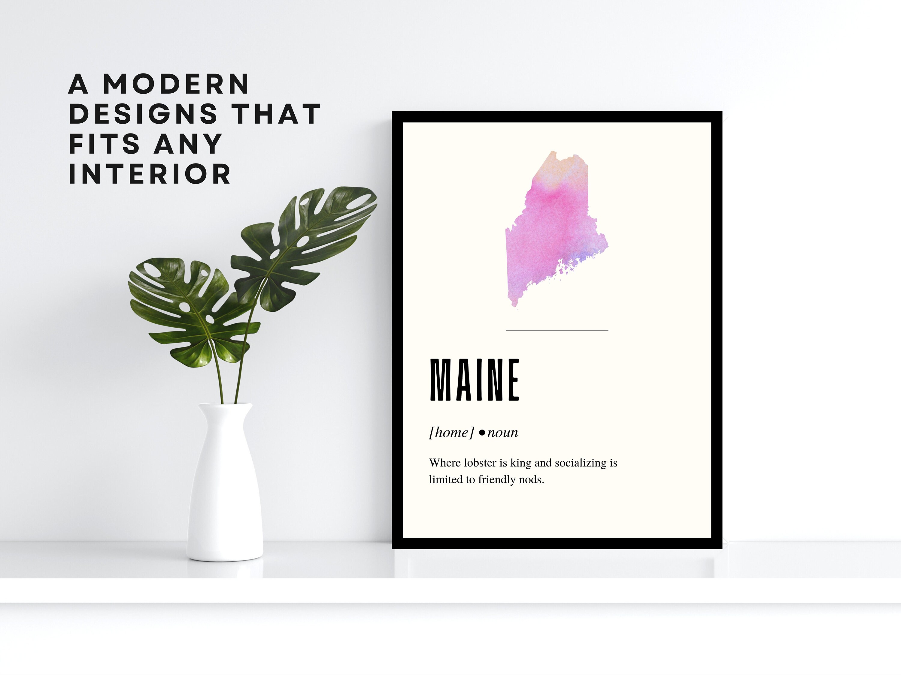Funny Maine Definition Print | Maine Poster | Minimalist State Map ...