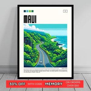 Road to Hana Print Maui Pixel Art Maui Wall Art Kahului Poster Hawaii ...