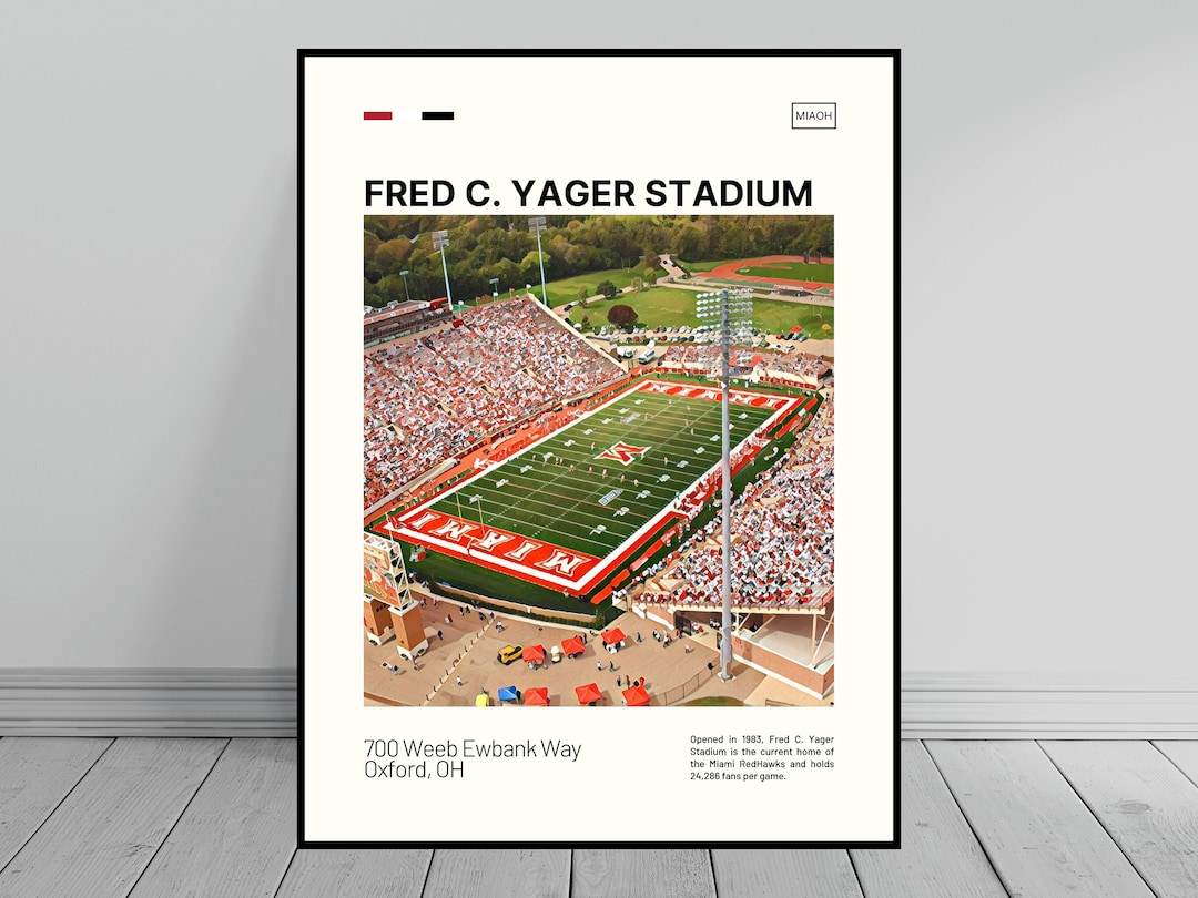 Fred C. Yager Stadium Print Miami Redhawks Poster NCAA Art NCAA Stadium ...