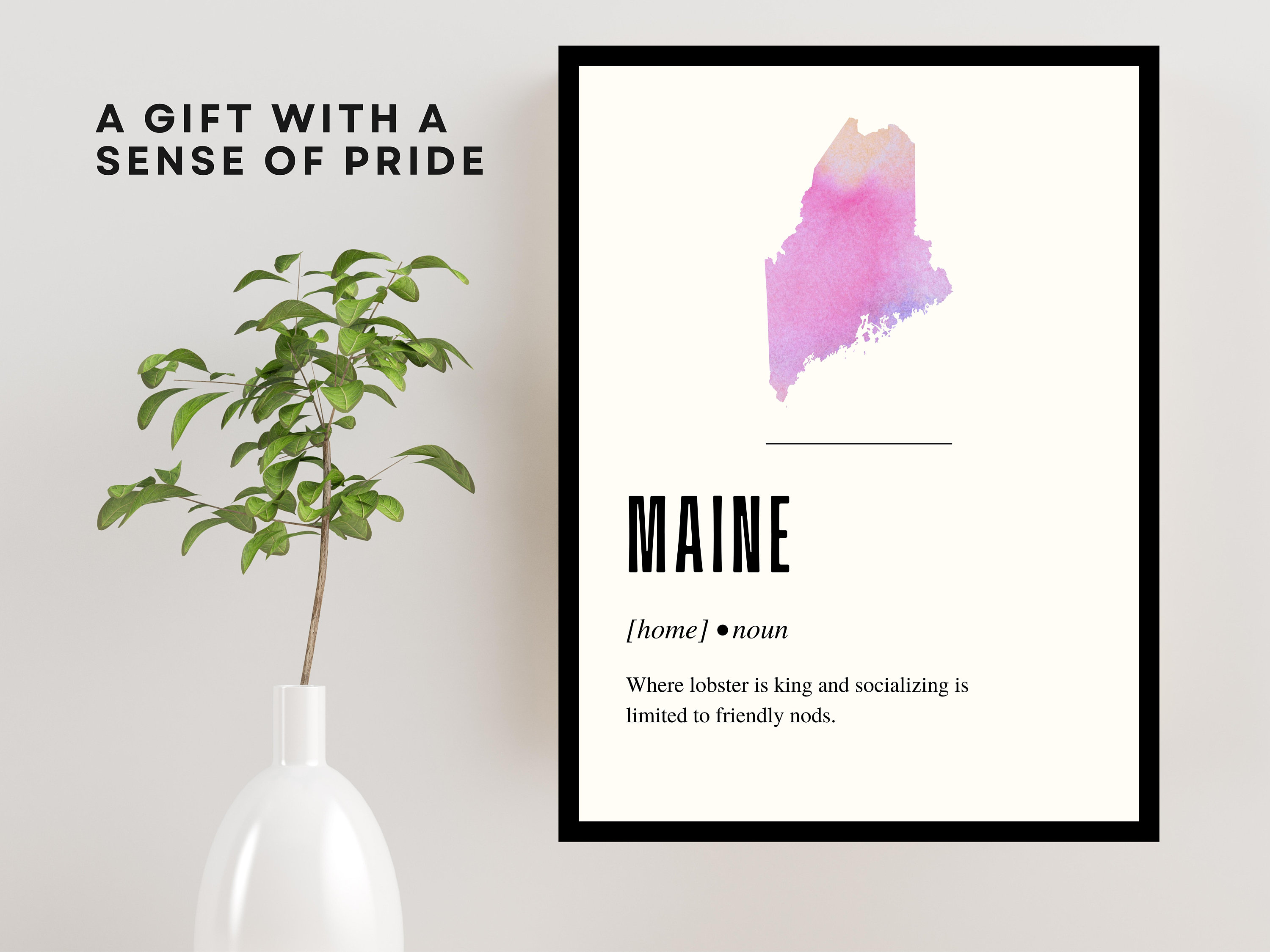 Funny Maine Definition Print | Maine Poster | Minimalist State Map ...