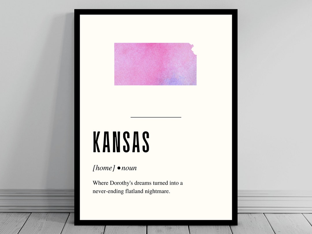 Funny Kansas Definition Print Kansas Poster Minimalist State Map ...