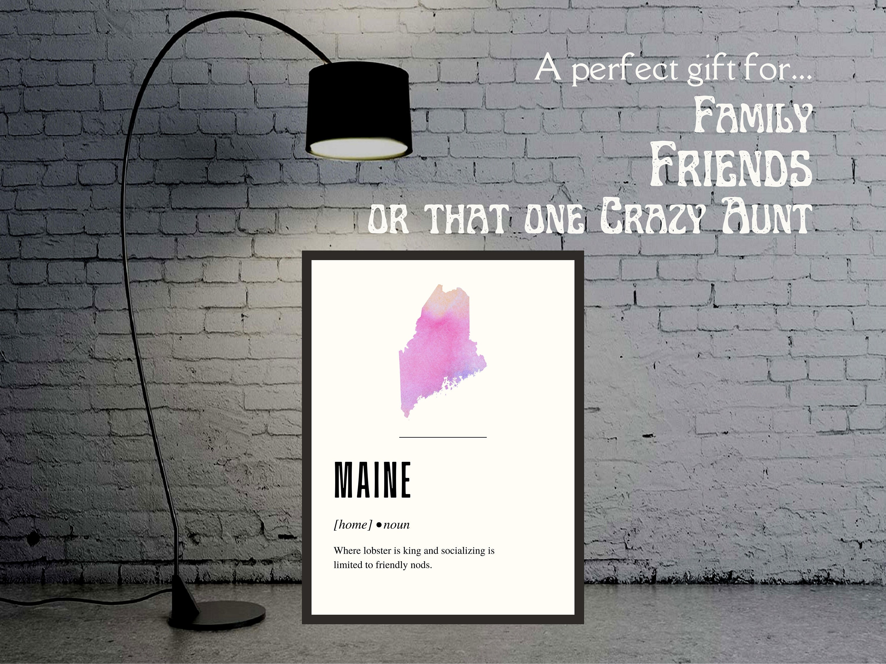 Funny Maine Definition Print | Maine Poster | Minimalist State Map ...