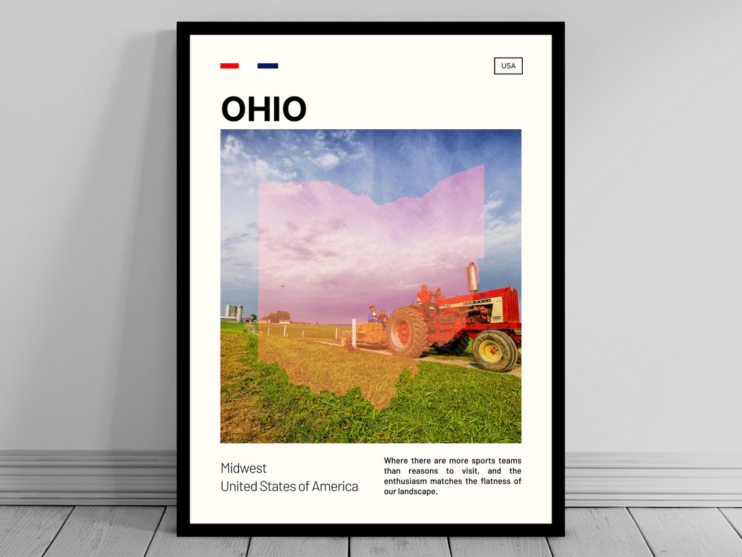 Cute Ohio Mid-century Print Ohio Poster Minimalist USA - Etsy