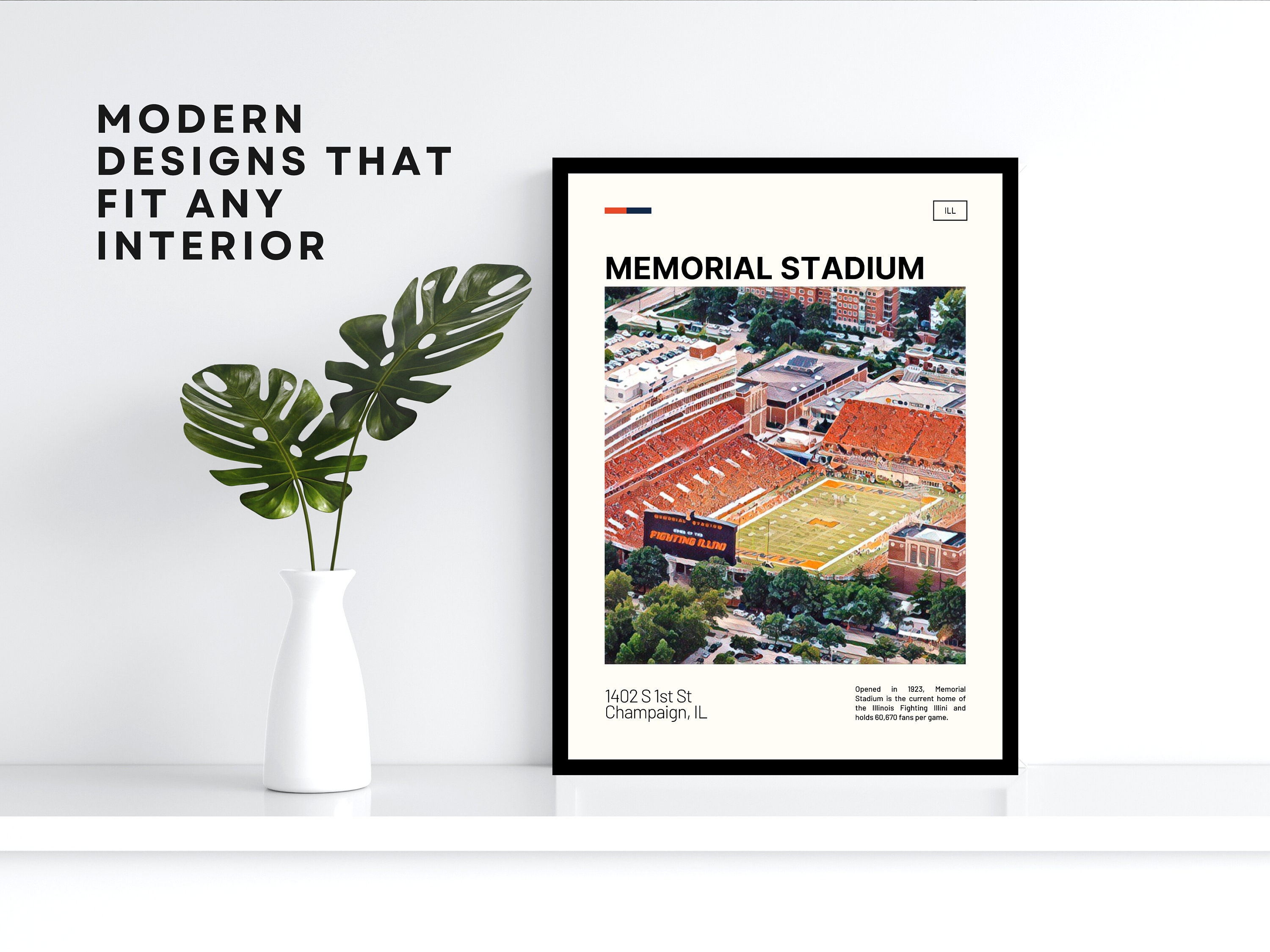 Memorial Stadium Print Illinois Fighting Illini Poster - Etsy