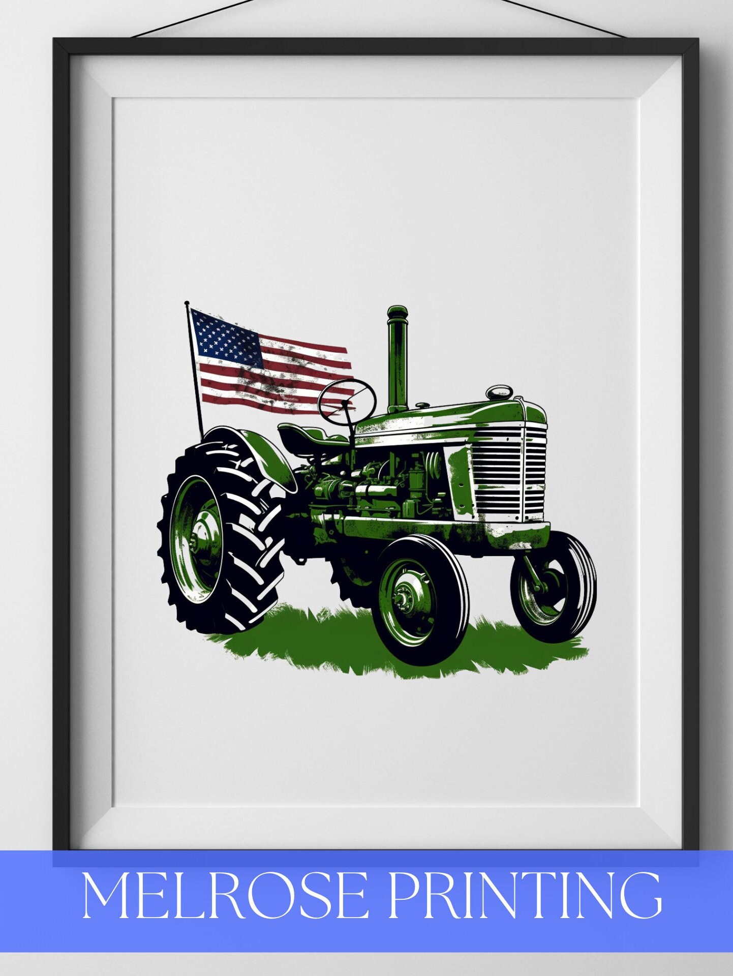 Green Tractor With American Flag - Downloadable Digital Print, Perfect ...