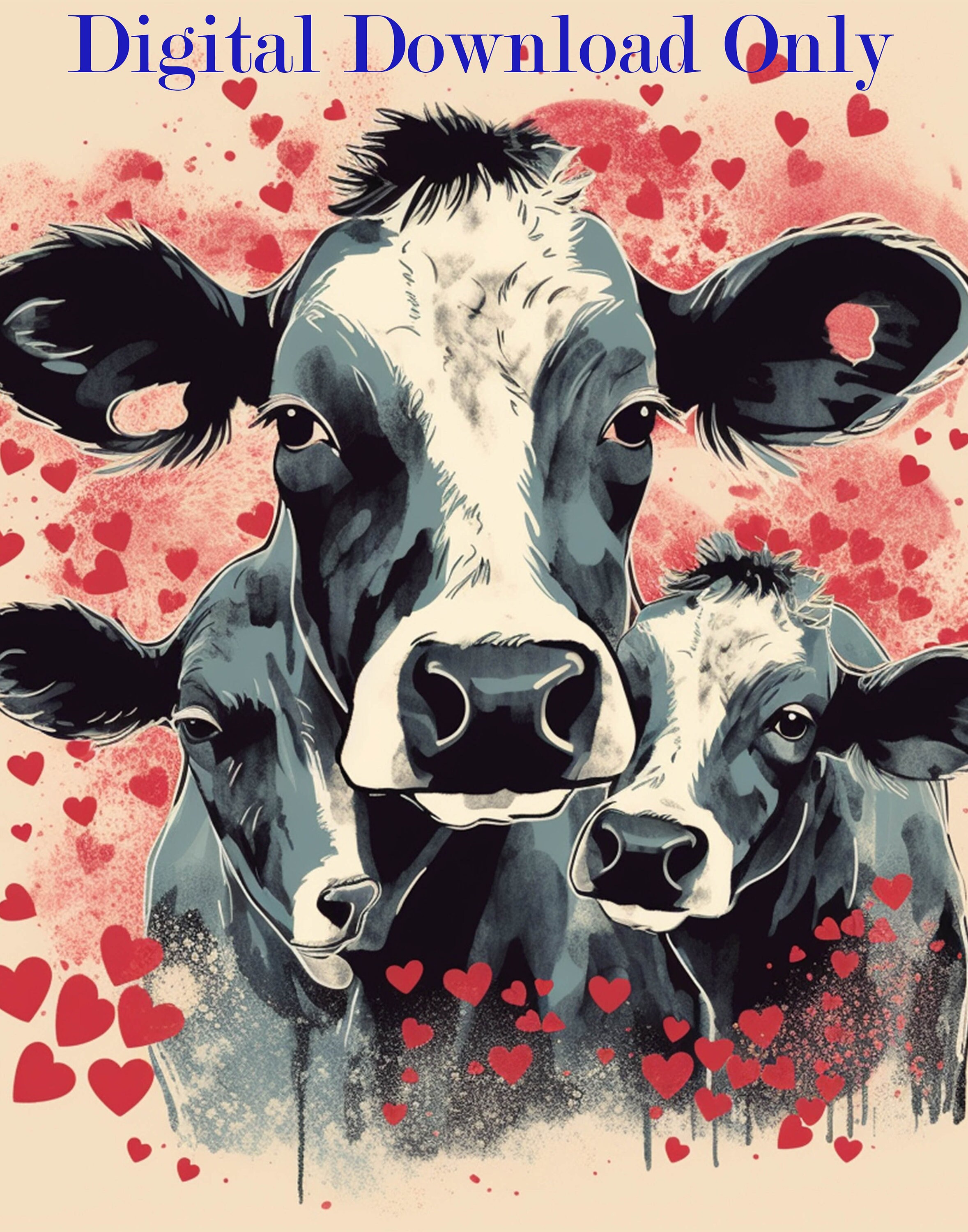 Downloadable Poster or Wall Art With Multiple Cow Loving Life - Etsy