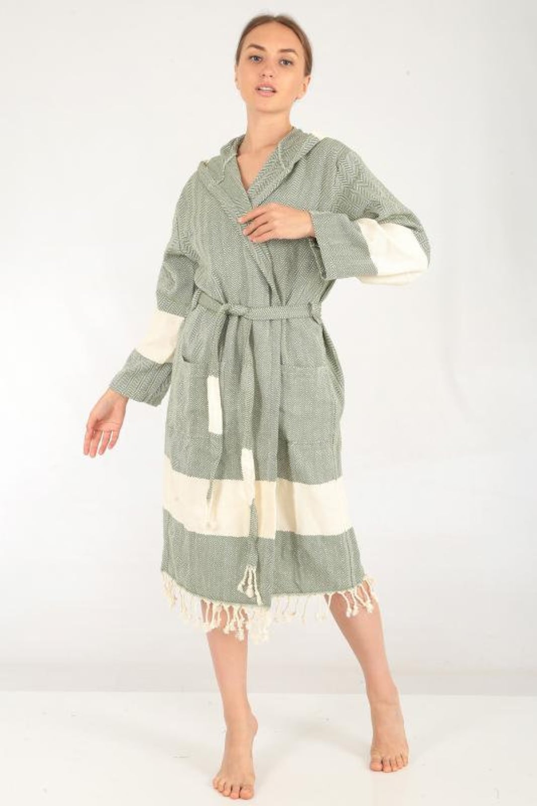 100% Organic Cotton Bathrobe, Men's and Women's Linen Bathrobe, Unisex ...