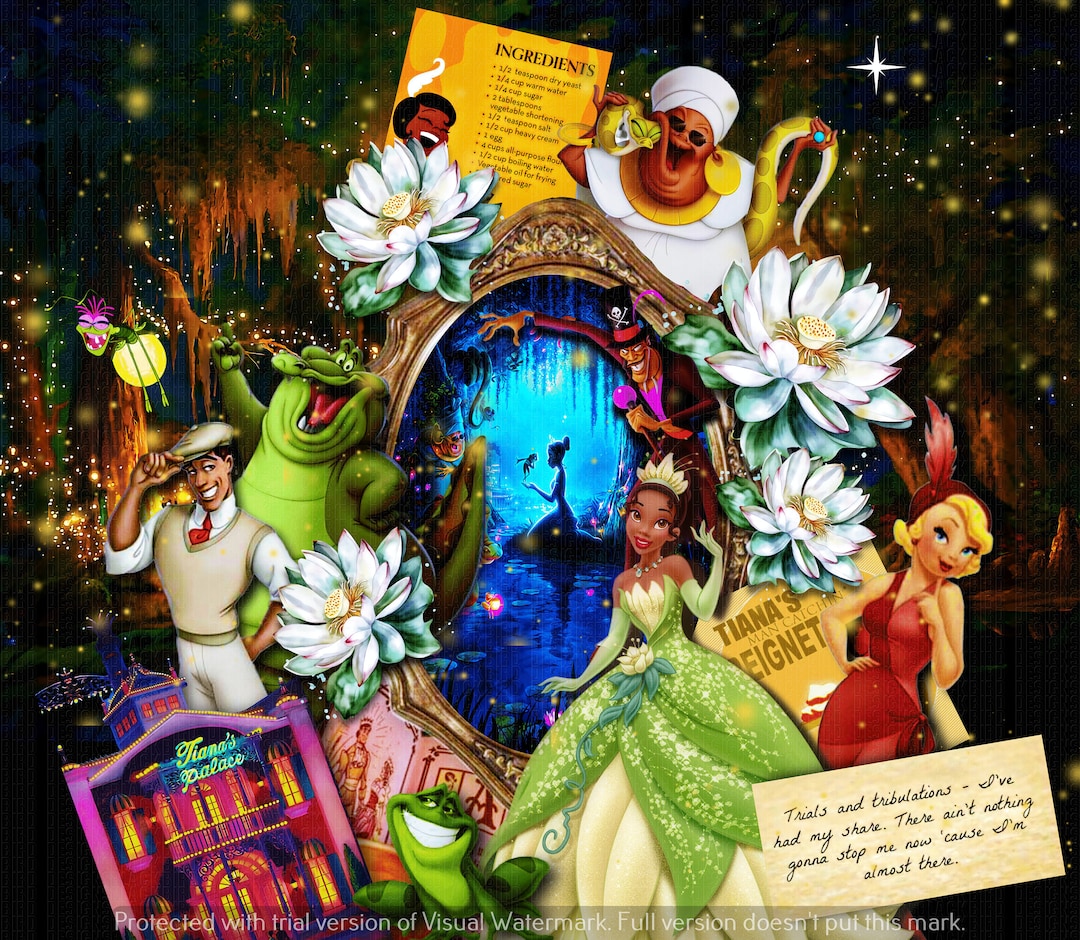 Princess and the Frog, Tianna Collage Tumbler Wrap PNG, 20 Oz Skinny - Etsy