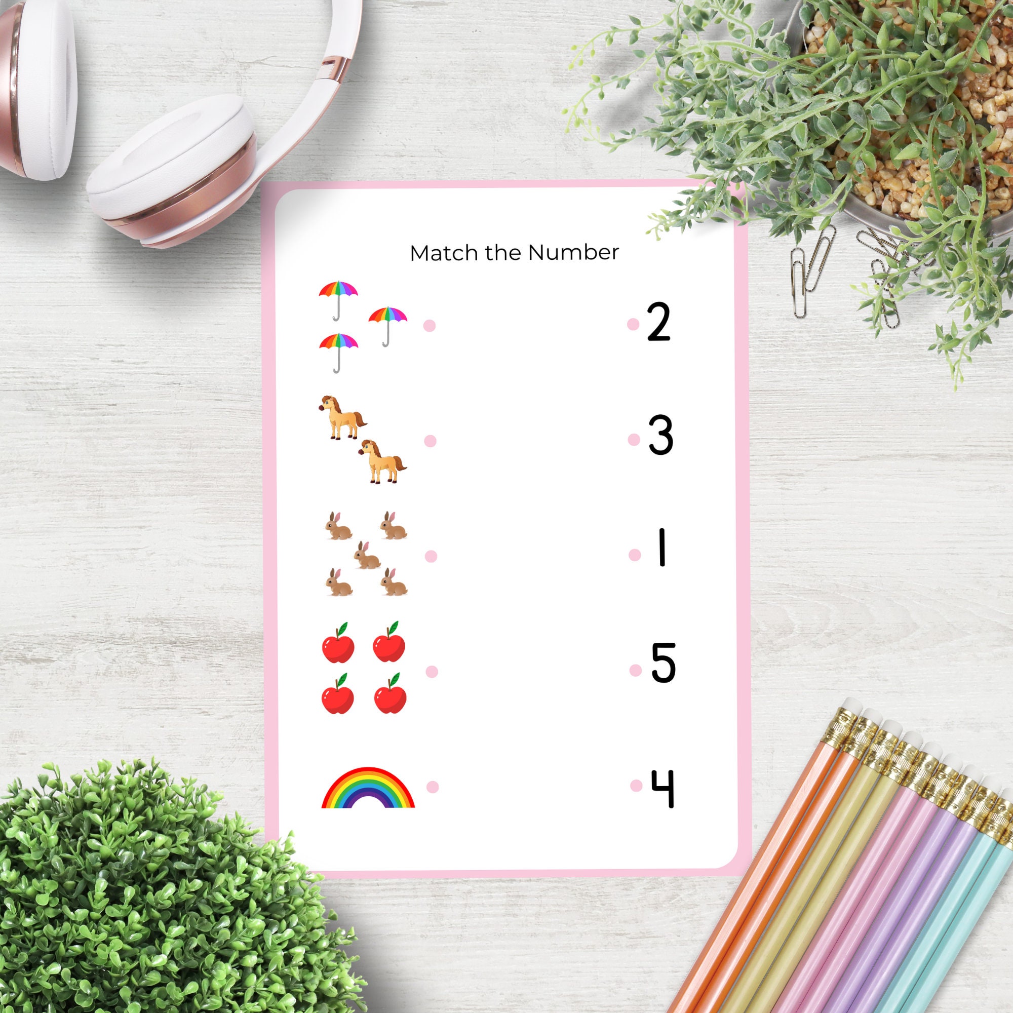 Match the Number for Kids Pastel Color Scheme - Etsy