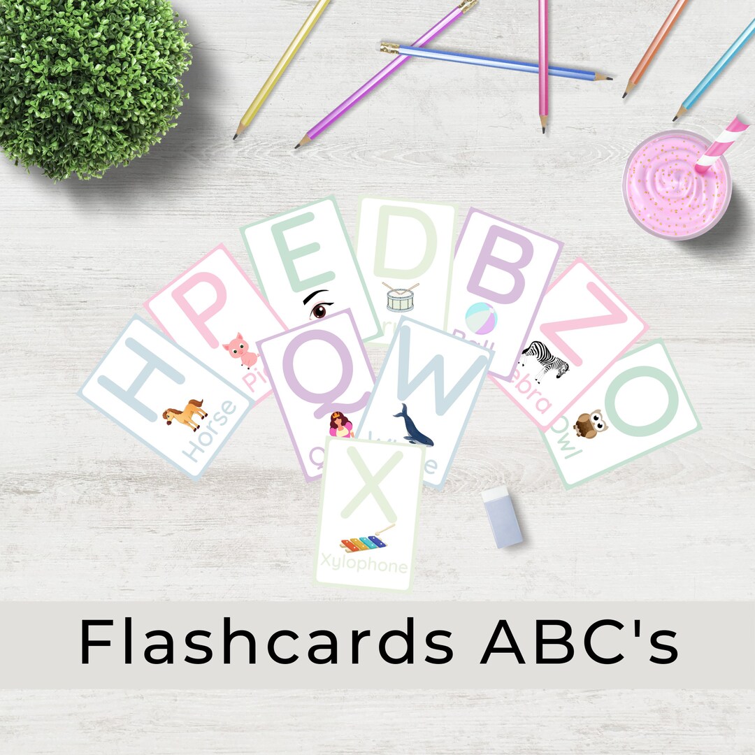 Flashcards Abc's for Preschool Kids Pastel Color Scheme - Etsy