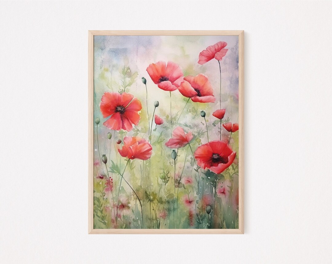 Pink Poppy Art | Watercolor Print | Poppy Decor | Floral Painting ...