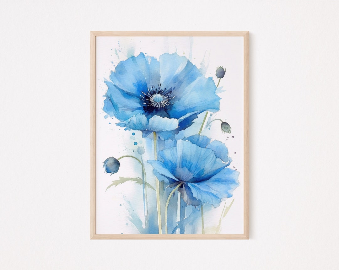 Blue Poppy Watercolor Art: Botanical Floral Print (digital Download) - Etsy
