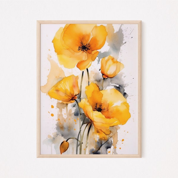 Yellow Poppy Art - Etsy