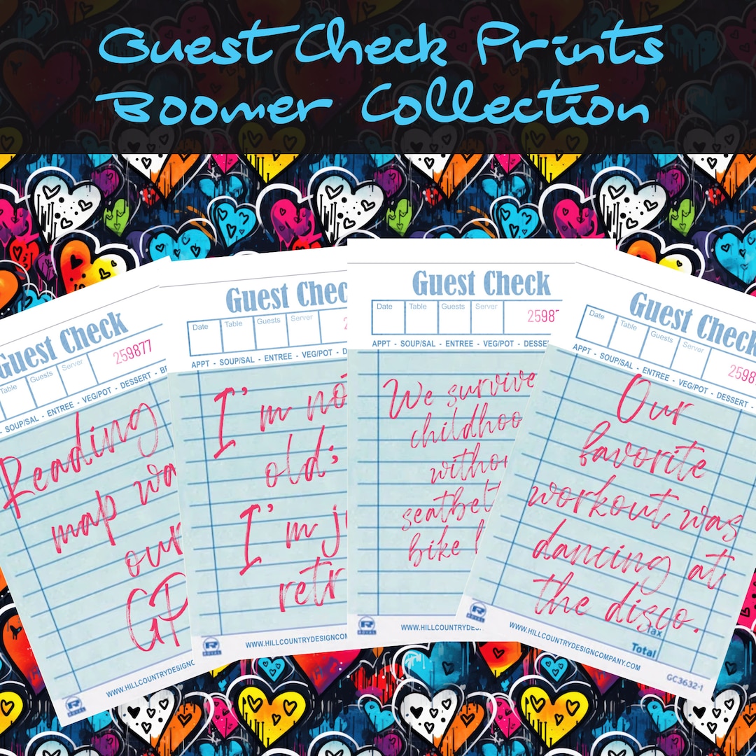 Boomers Guest Check Poster Collection | Set of 12 Prints | Guest Check ...