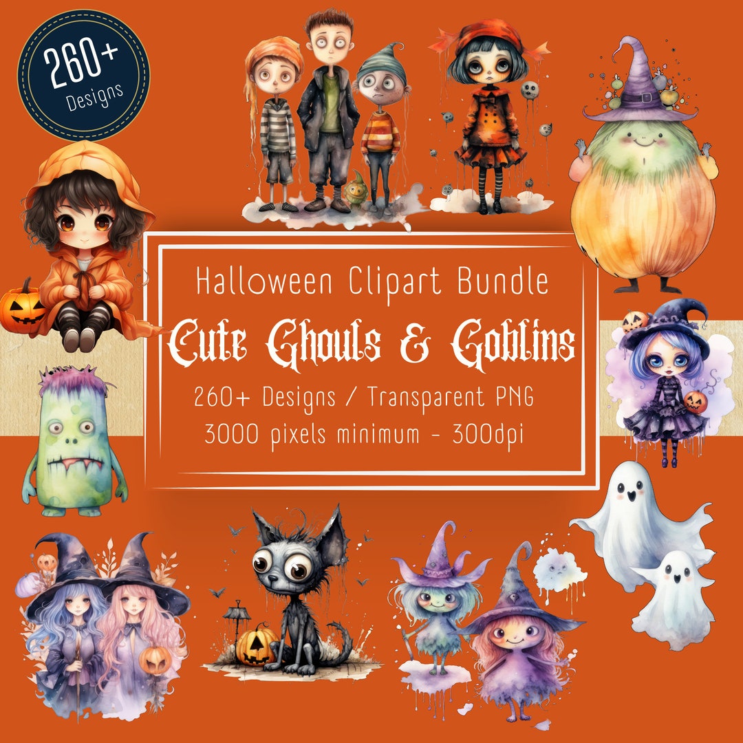 Cute Characters Halloween Clipart Collection 250+ Pastel Halloween ...