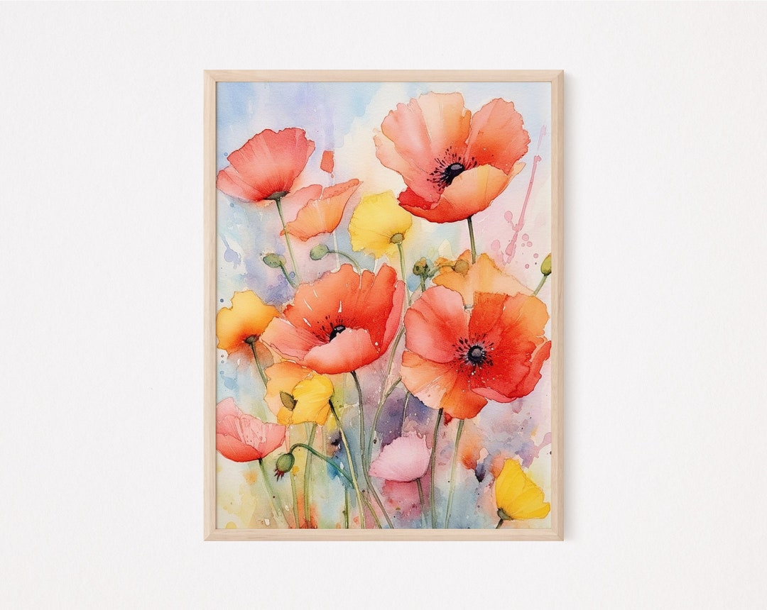 Red Poppy Wall Art | Red Botanical Art | Poppy Decor | Floral Print ...