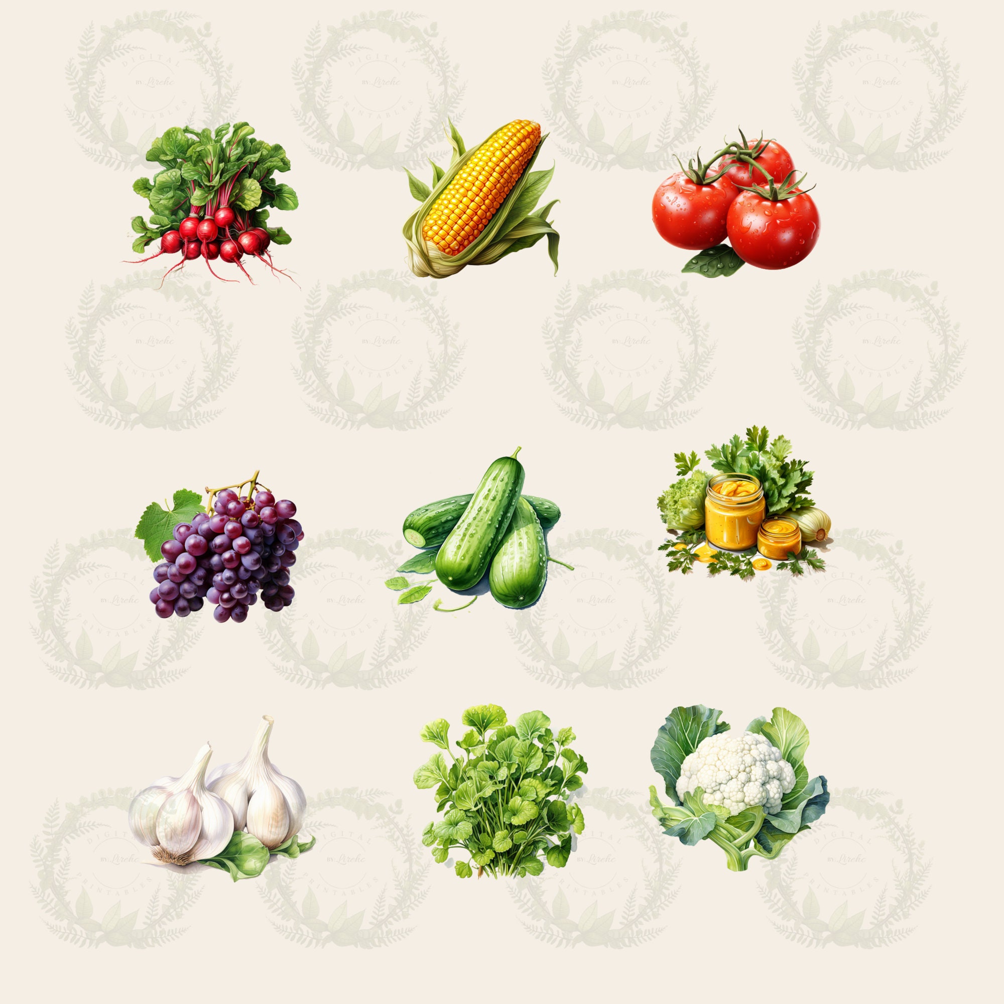 Watercolor Vegetable Clipart Set - Etsy