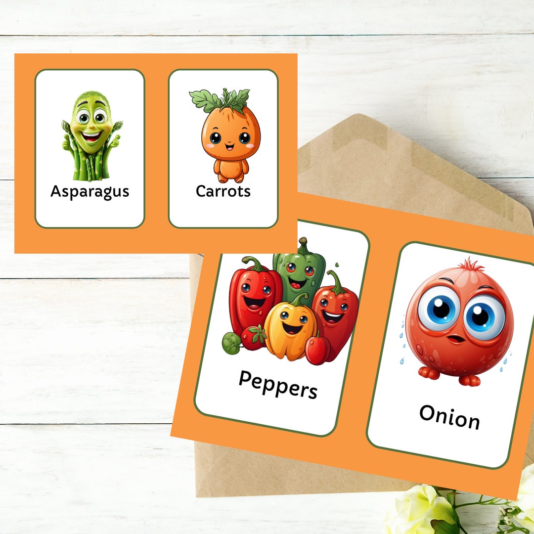 Kawaii Vegetable Educational Flashcard - Etsy