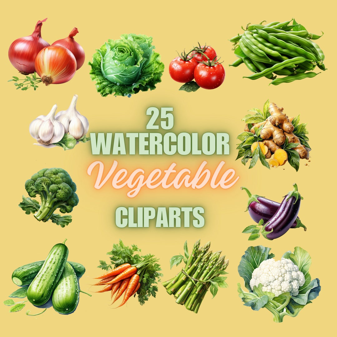Watercolor Vegetable Clipart Set - Etsy