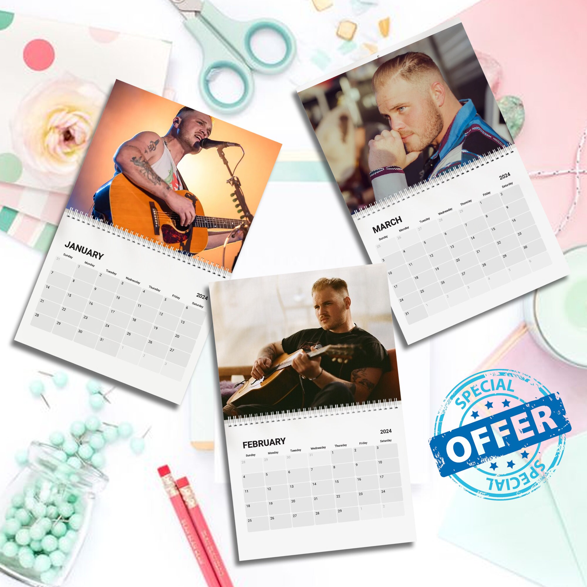 2024 Zach Bryan Wall Calendar, Zach Bryan Tour 2024 Wall Calendar sold ...