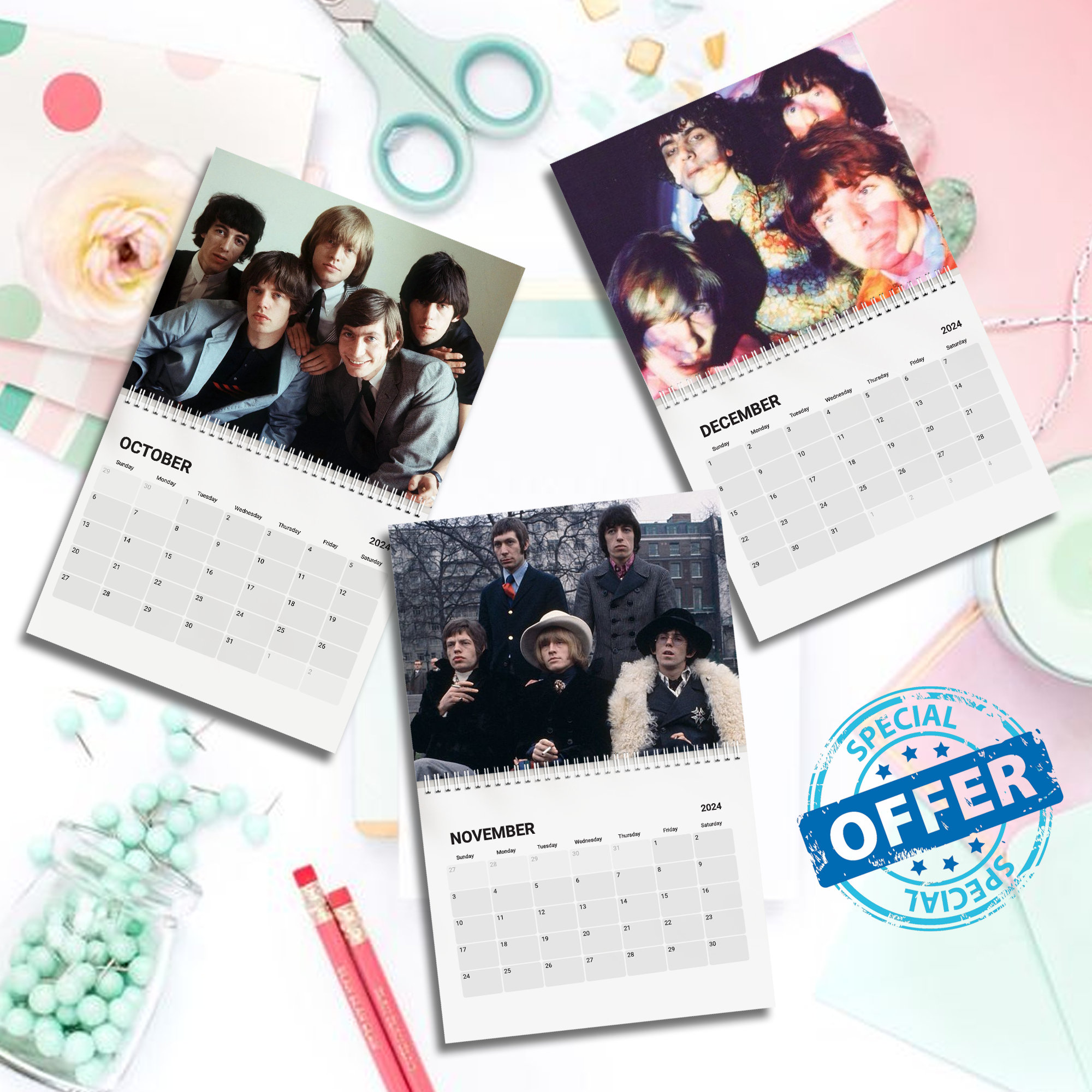 The Rolling Wall Calendar 2024, 2024 Stones Desk Calendar sold by ...