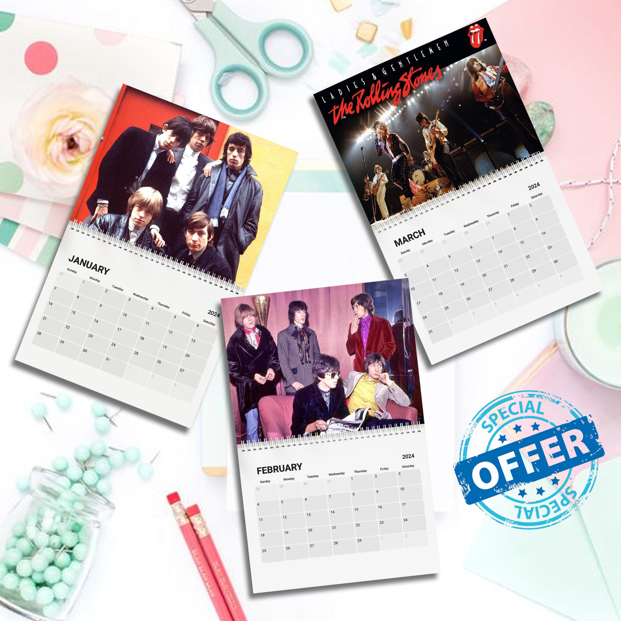 The Rolling Wall Calendar 2024, 2024 Stones Desk Calendar sold by ...
