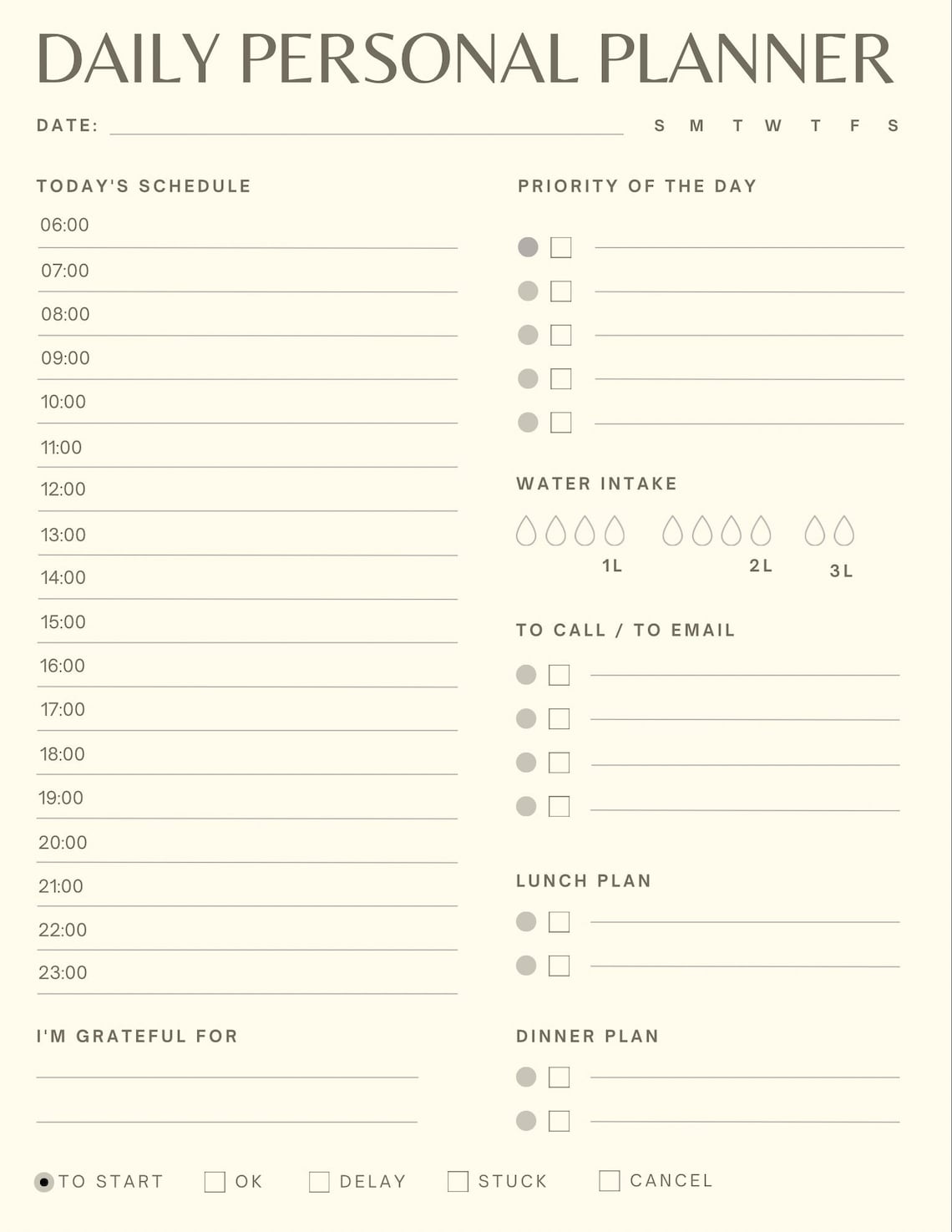 Printable Daily Planner - Daily Schedule - Etsy