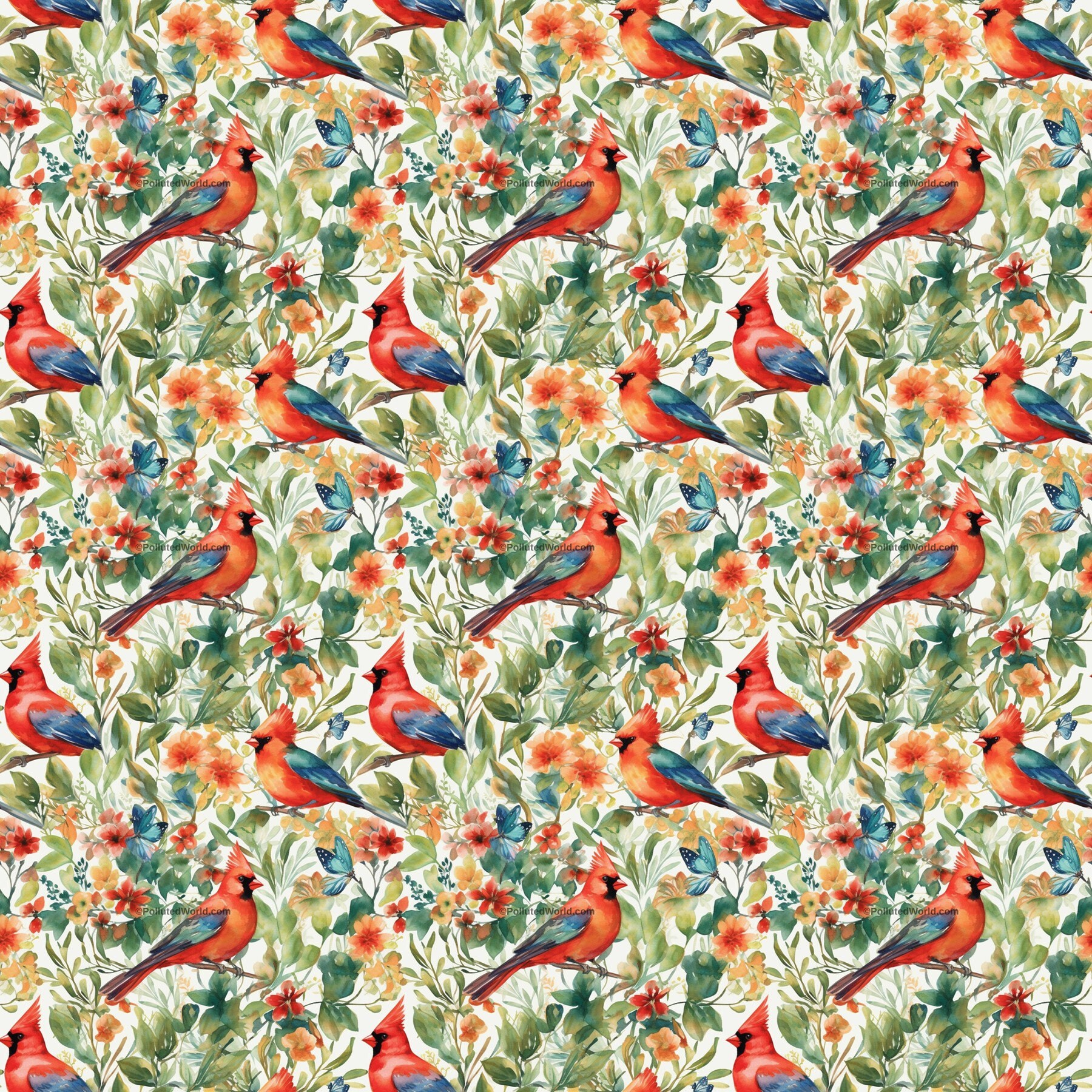 Cardinal Floral 4 Seamless Pattern Digital Paper Image - Etsy
