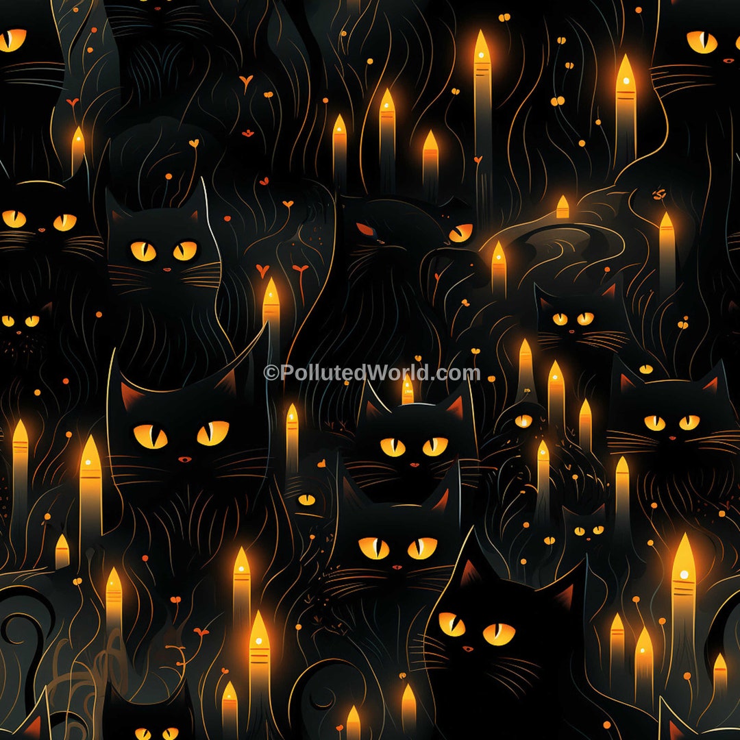 Sinister Black Cats 1 Seamless Pattern Halloween Digital Paper Image - Etsy