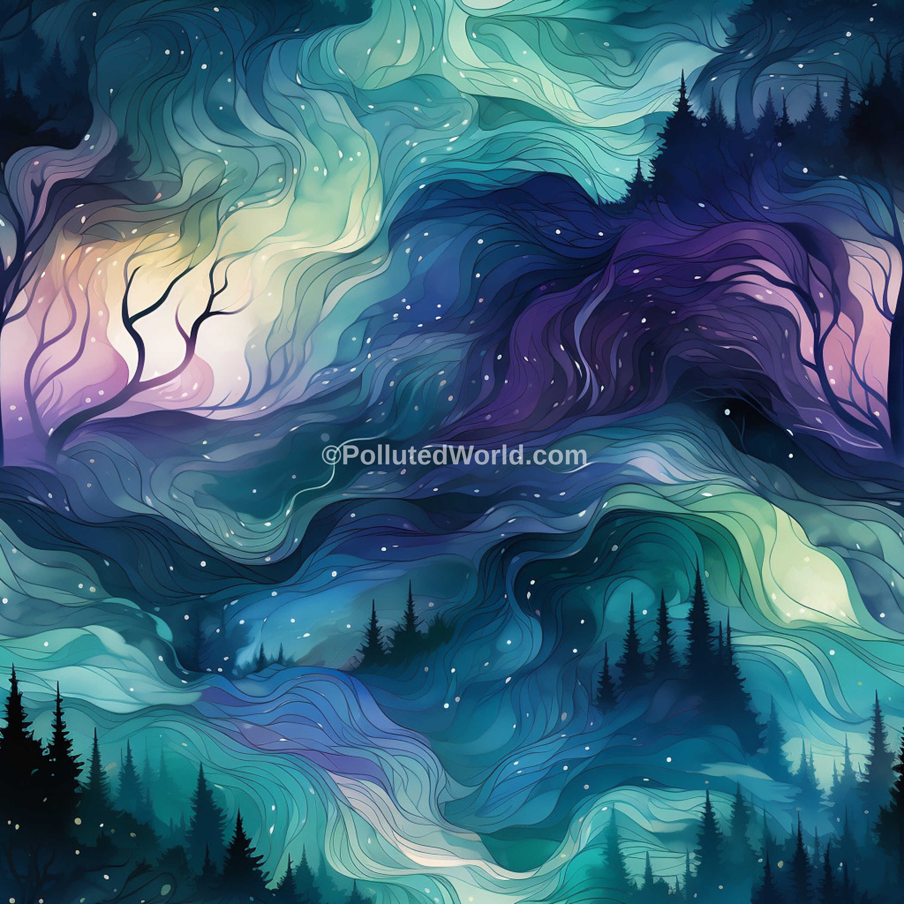 Northern Lights 3 Seamless Pattern Seasonal Digital Paper Image - Etsy