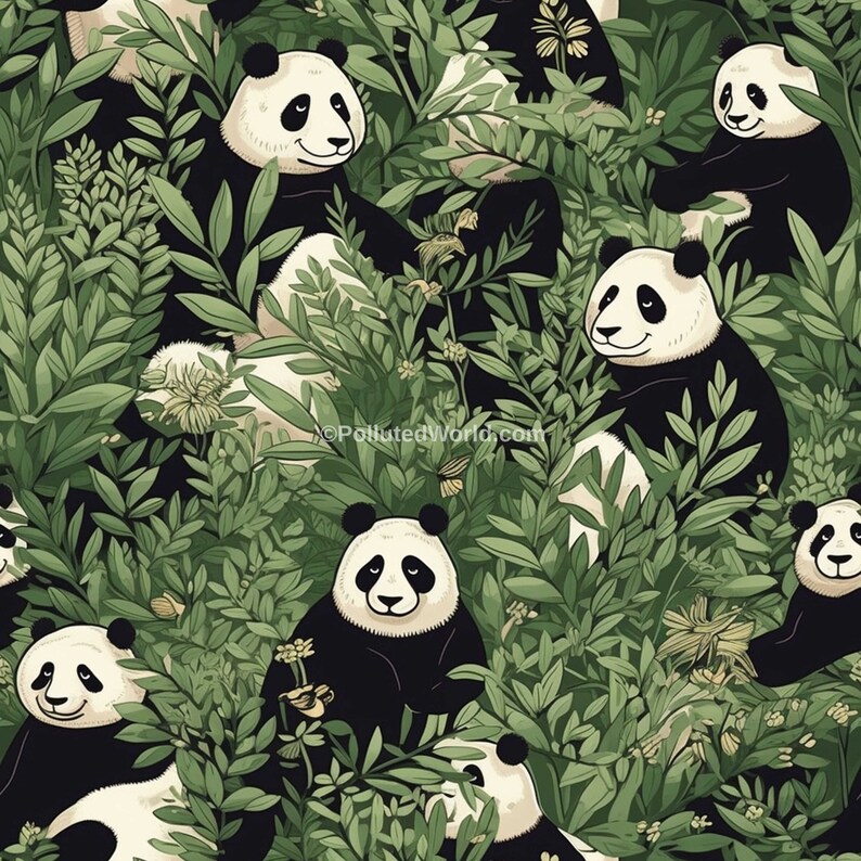 Panda Bamboo Forest 1 Seamless Pattern Digital Paper Image - Etsy