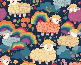 3d Cute Fluffy Lamb Seamless Pattern, Faux Embroidery Wool Baby Sheep ...