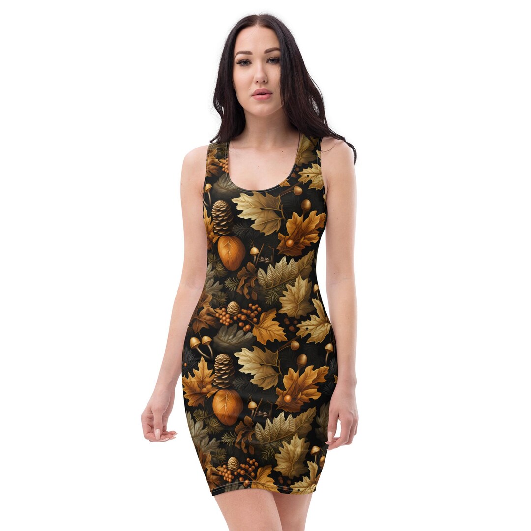 Bodycon Dress Fall Fashion Autumn Acorn and Oak #3 - Etsy