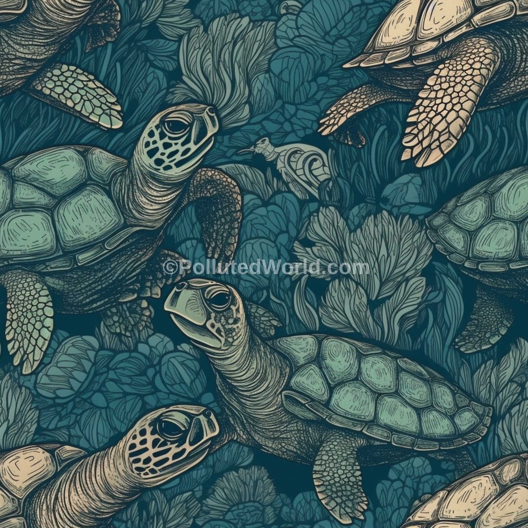Sea Turtle Seamless Pattern Digital Paper Image 341_dpi - Etsy