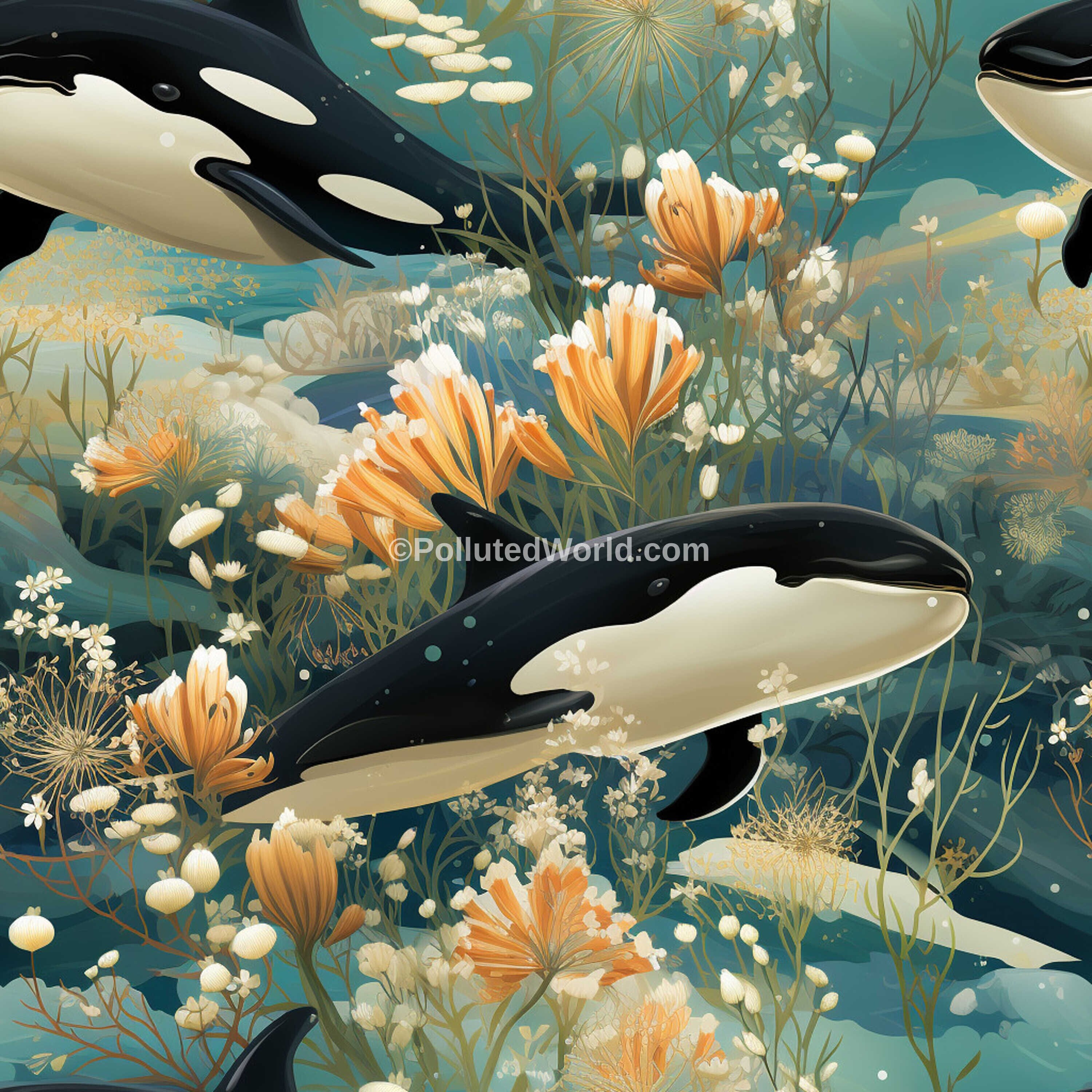 Orcas 2 Seamless Pattern Digital Paper Image - Etsy