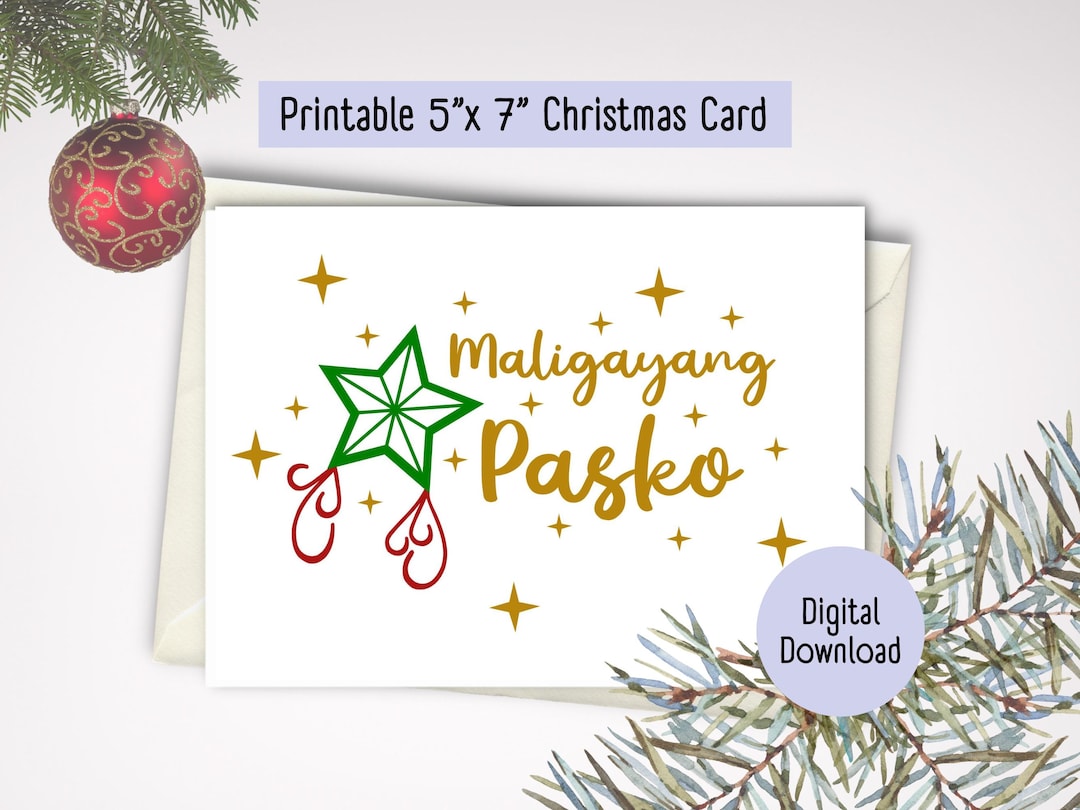 Printable Christmas Card | Maligayang Pasko Printable Card | 5"x7 ...
