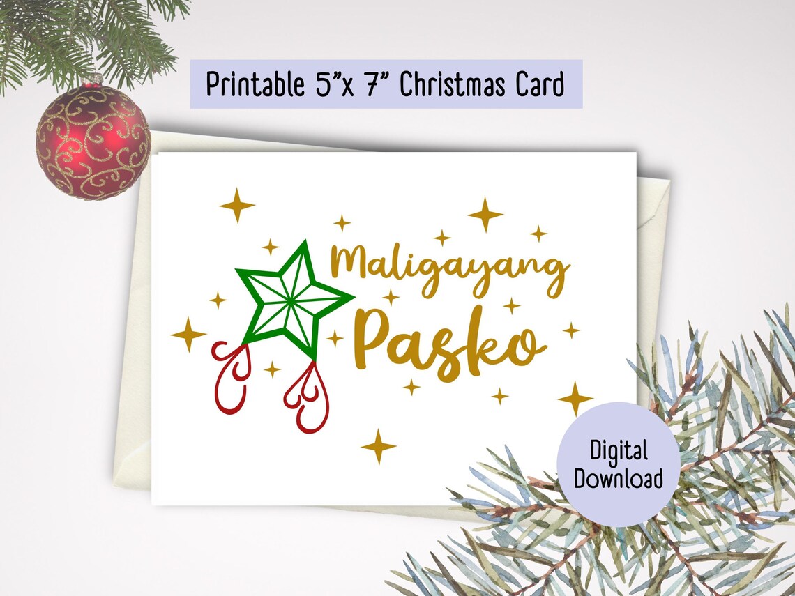Printable Christmas Card Maligayang Pasko Printable Card 5x7 Printable ...