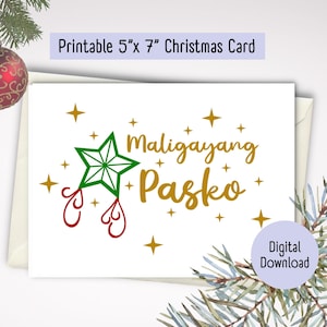 Printable Christmas Card | Maligayang Pasko Printable Card | 5"x7 ...