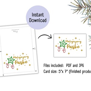 Printable Christmas Card | Maligayang Pasko Printable Card | 5"x7 ...