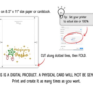 Printable Christmas Card | Maligayang Pasko Printable Card | 5"x7 ...