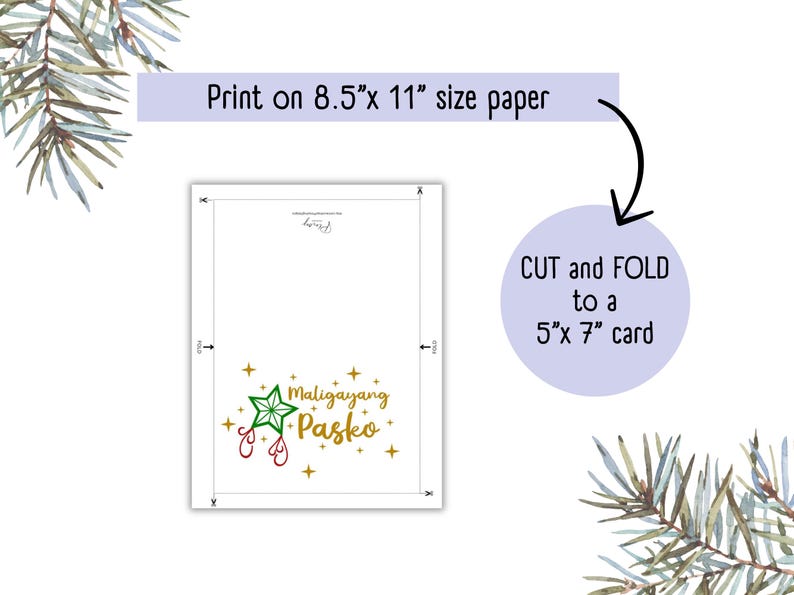 Printable Christmas Card Maligayang Pasko Printable Card 5x7 Printable ...