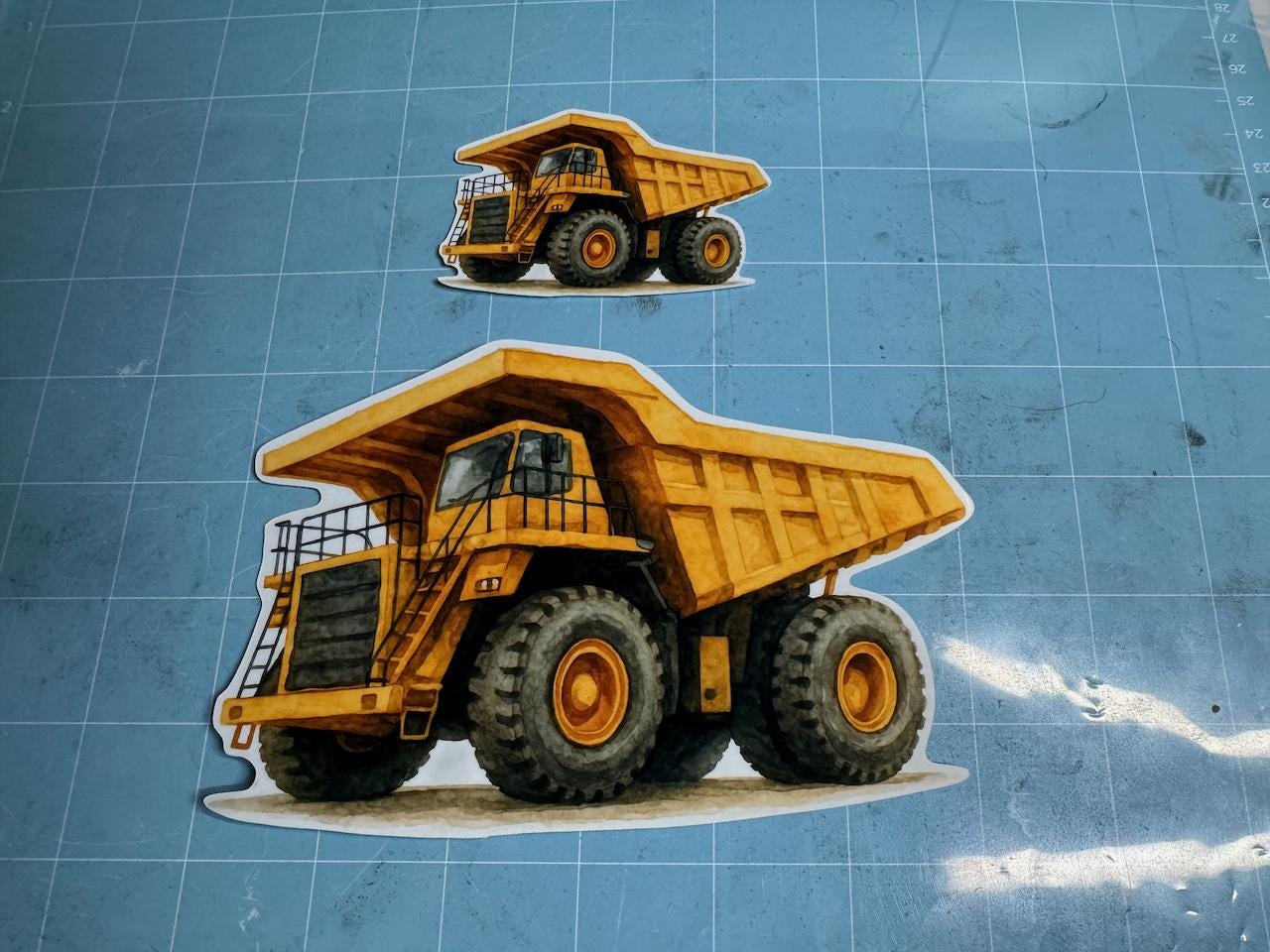Watercolor Mining Dump Truck Sticker – Massive Yellow Hauler ...