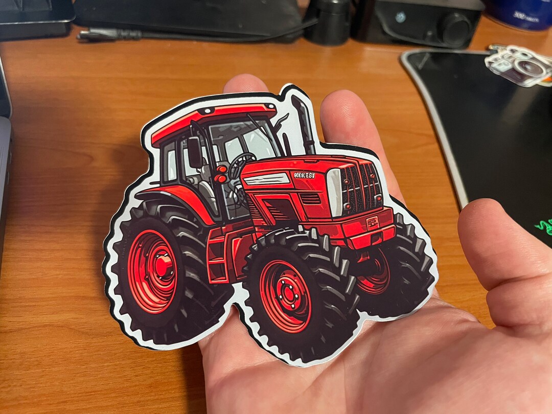 Diecut Red Tractor Sticker - Etsy