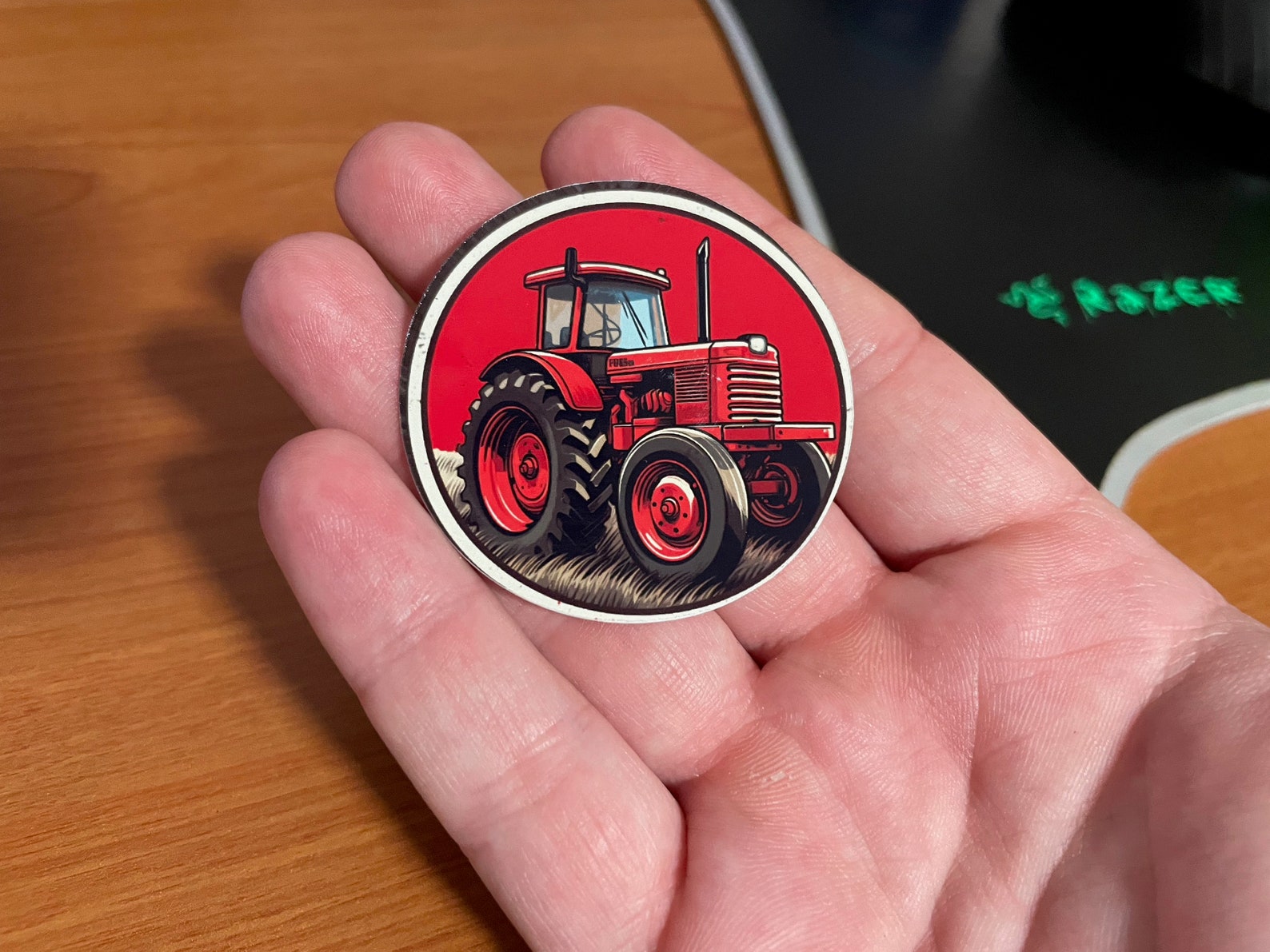 Circular Red Tractor Sticker - Etsy